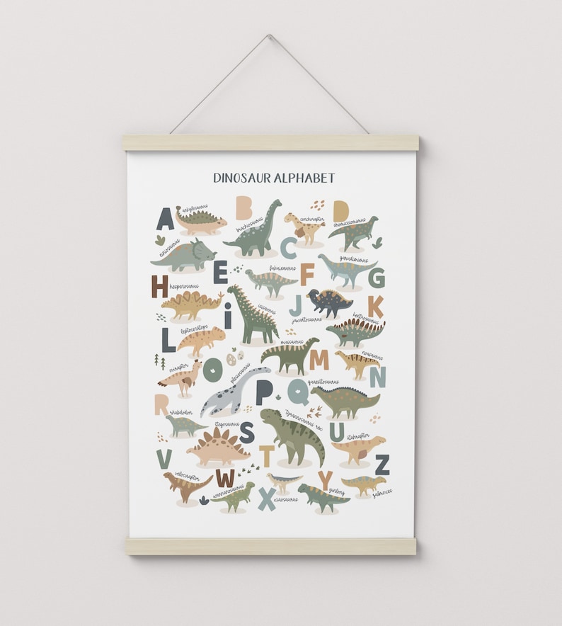 Dinosaur Alphabet Print, Dinosaur Poster, Educational Print, Scandi ...