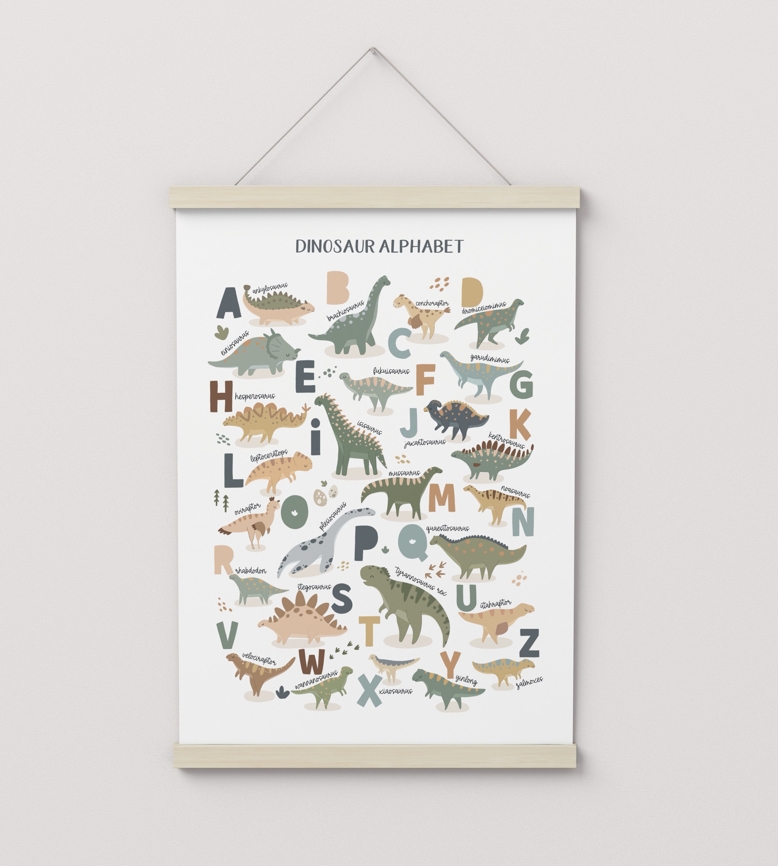 Dinosaur Alphabet Print, Dinosaur Poster, Educational Print, Scandi ...