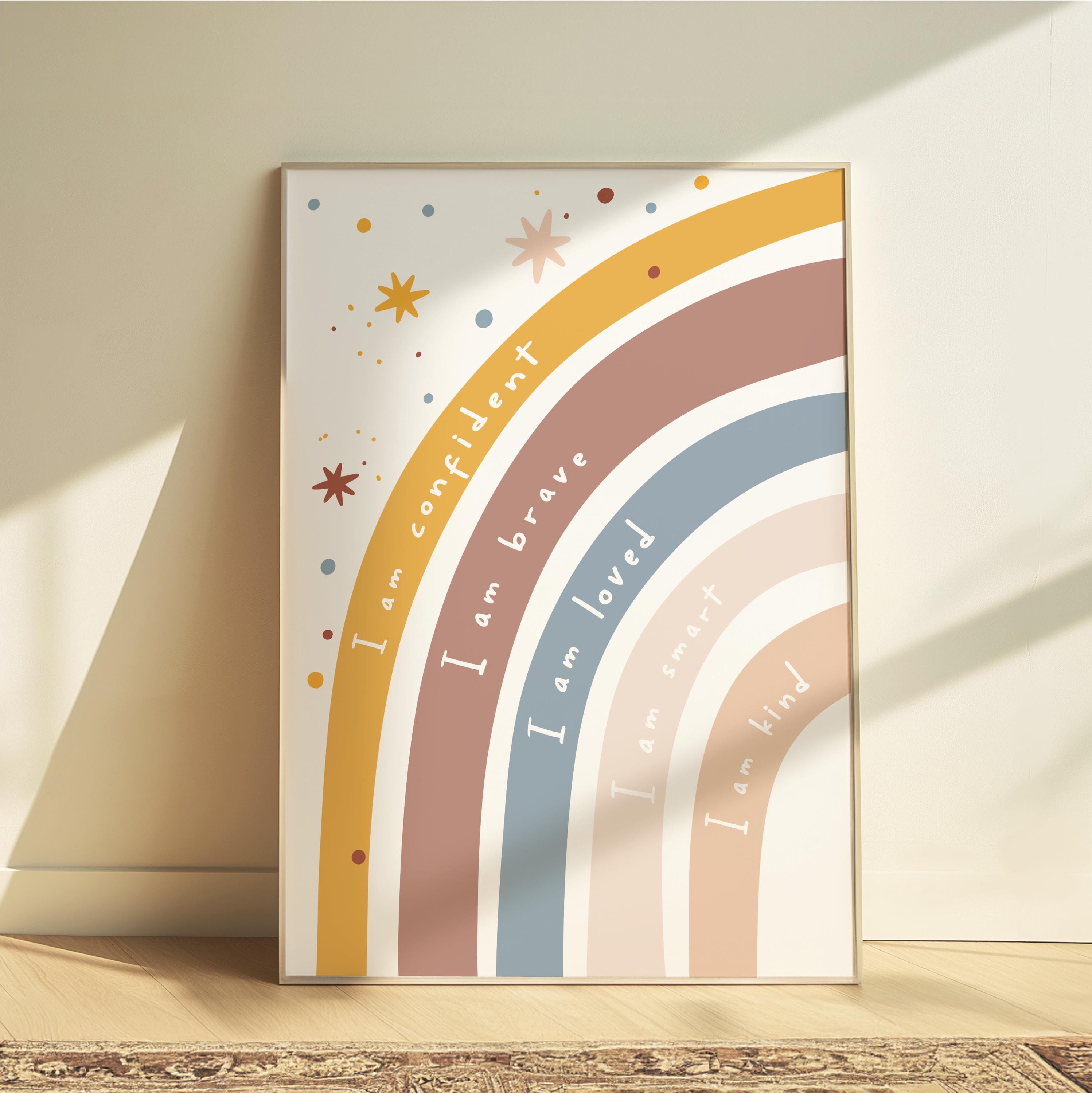 Affirmation Quotes Rainbow Poster, Pastel Rainbow Print, Girl Nursery ...