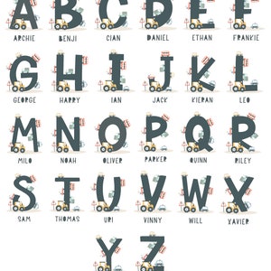 Personalised Cars Name Print, Transport Initial Print, Vehicles ...