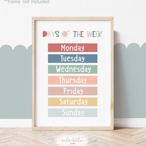 Rainbow Days of the Week Chart, Unframed Days Print, Classroom Decor ...