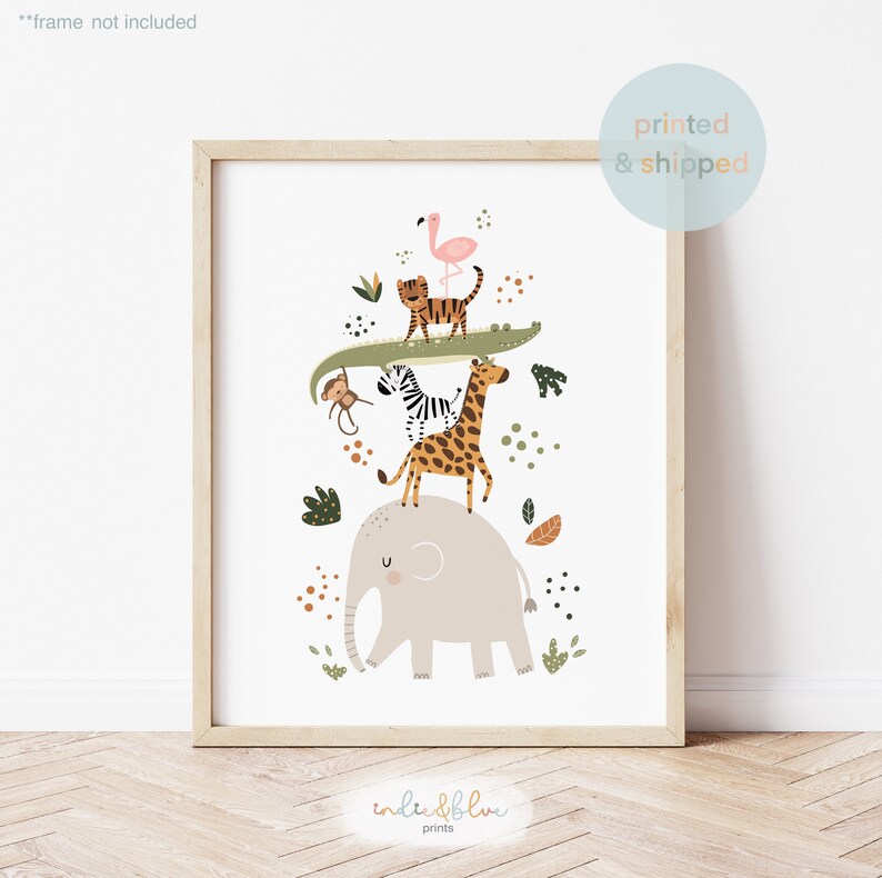 Jungle Animal Stack Safari Animals Print Scandi Nursery - Etsy