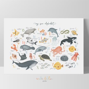 Sea Animals Alphabet Print, Under the Ocean Print, Sea Nursery, Ocean ...