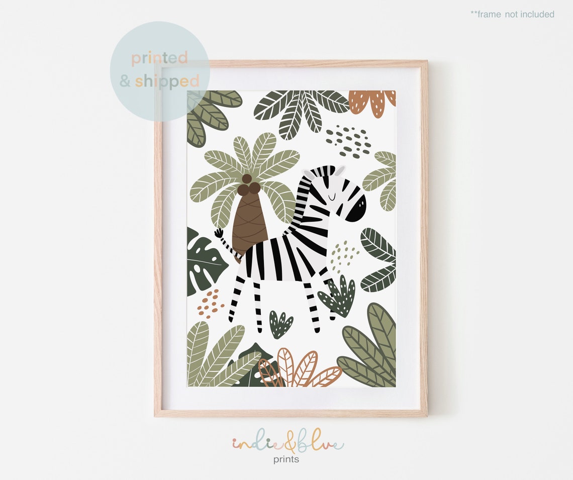 Zebra Print, Safari Animals Print, Jungle Animals Nursery Print, Scandi ...