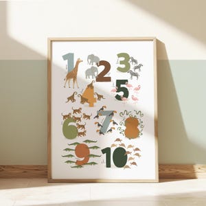 Set of 2 Safari Alphabet Numbers Print, ABC Print, Safari Animals Print ...