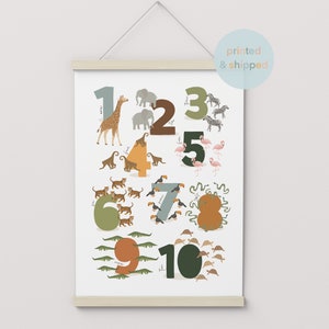 Safari Numbers Print, Number Chart Print, Safari Animals Print, Scandi ...