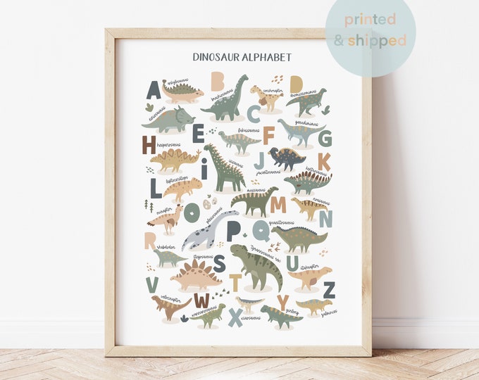 Dinosaur Alphabet Print, Dinosaur Poster, Educational Print, Scandi ...
