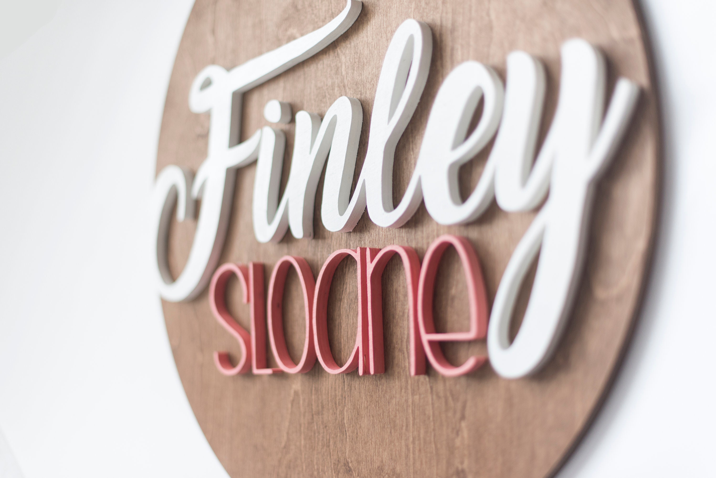 Wooden Name Sign 3D Name Sign Wood Round Plaque Nursery - Etsy