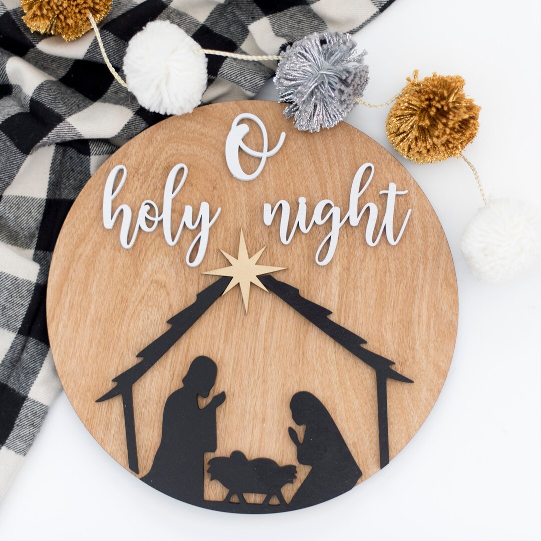 O Holy Night Christmas Sign, 12 Round Christmas Sign, Christmas Decor ...