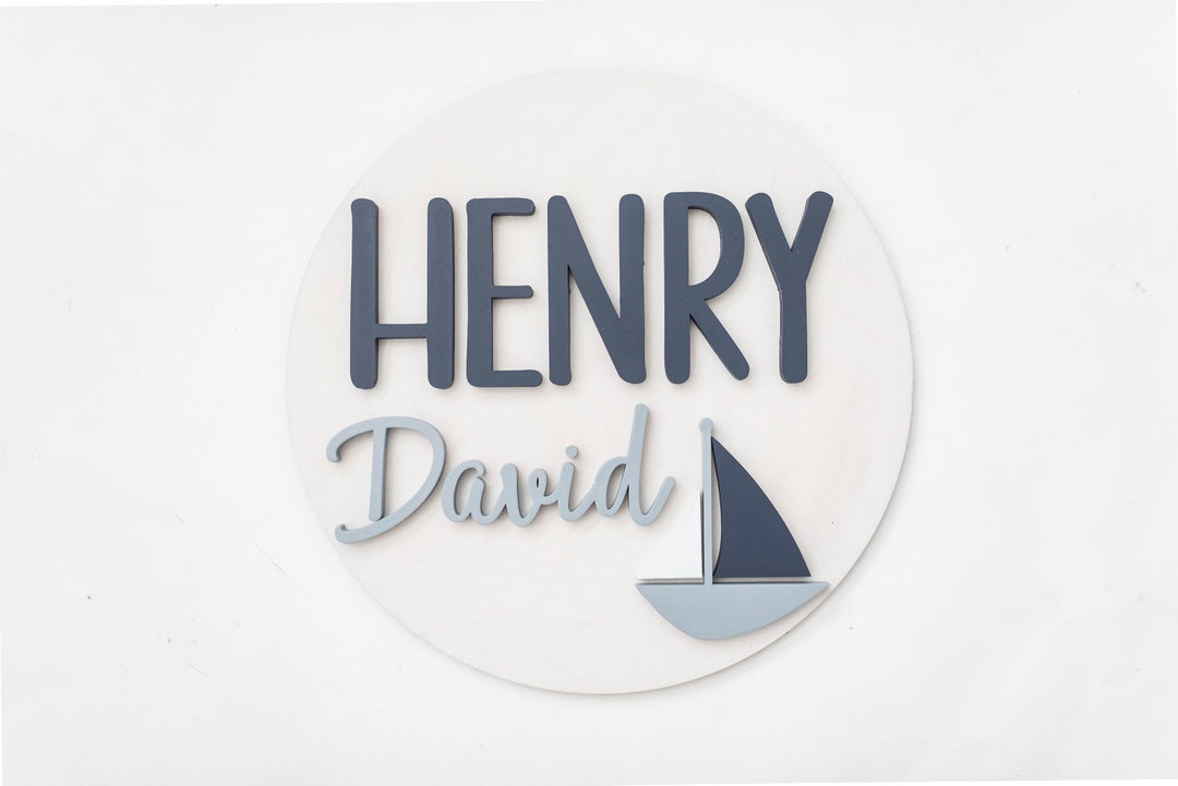 Wooden Name Sign Nautical Sailboat | 3D Name Sign Wood | Nautical ...