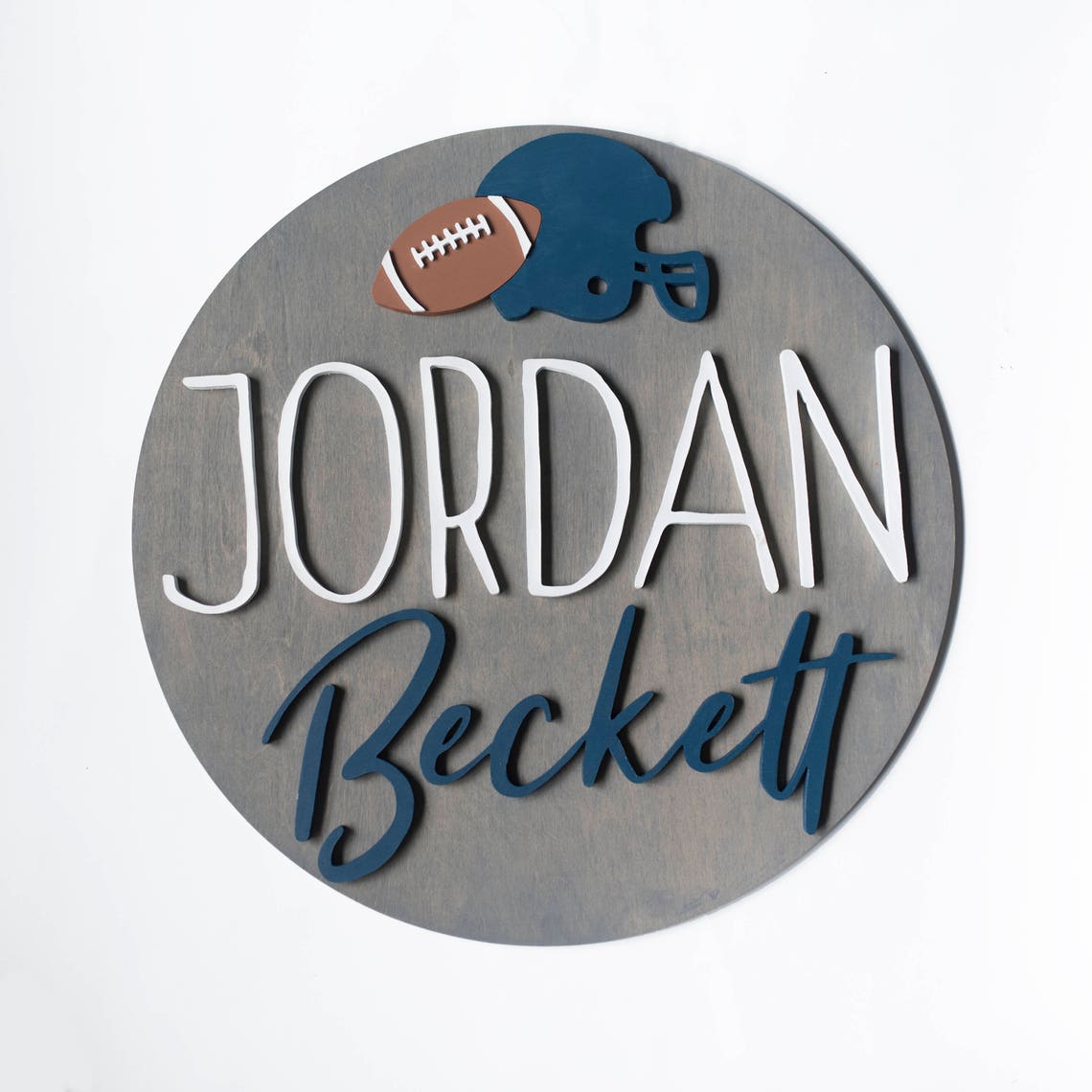 Wooden Name Sign Football | 3D Name Sign Wood | Football Nursery Decor ...