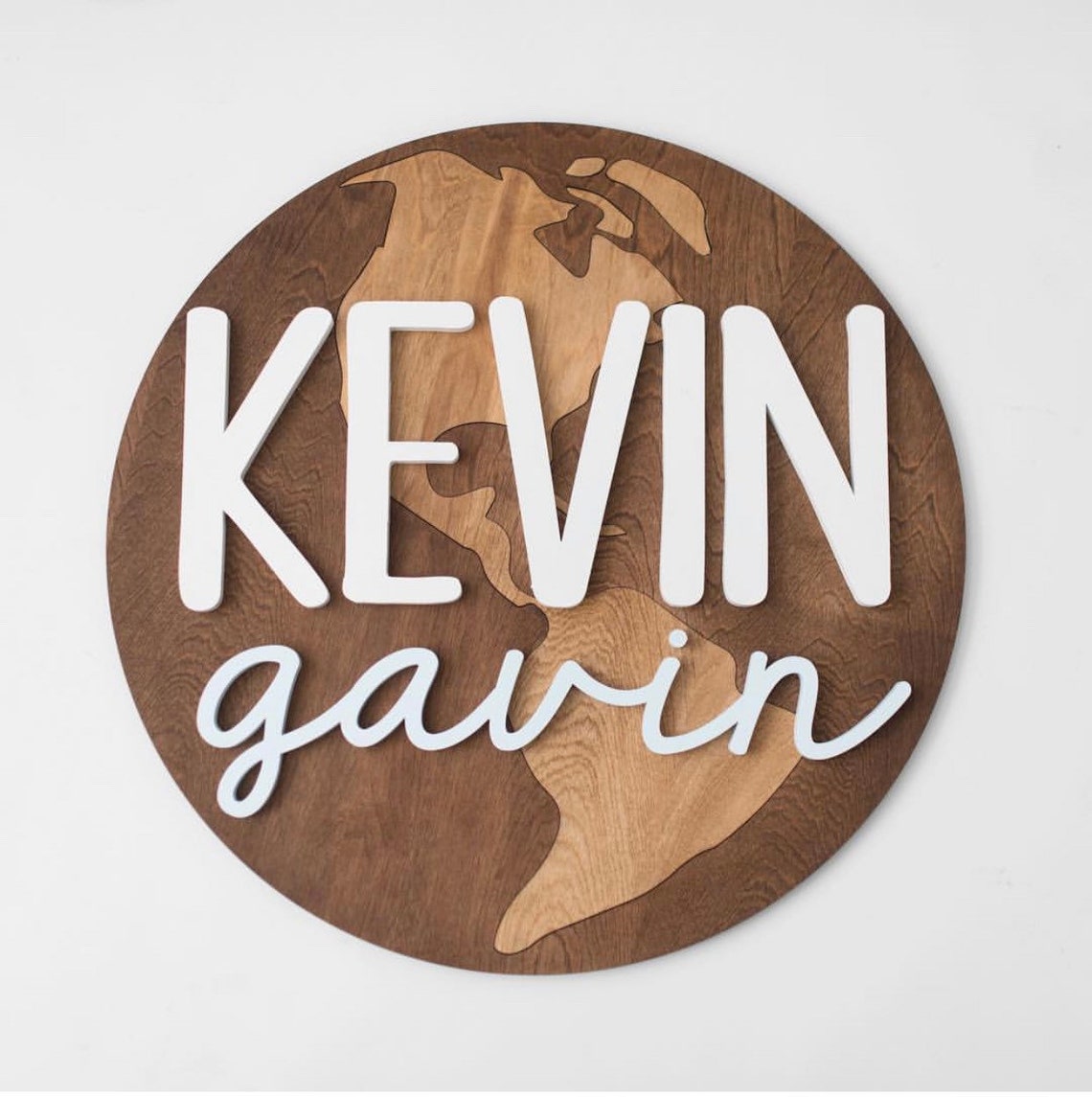 Wooden Name Sign World Map 3D Name Sign Wood Globe Nursery - Etsy