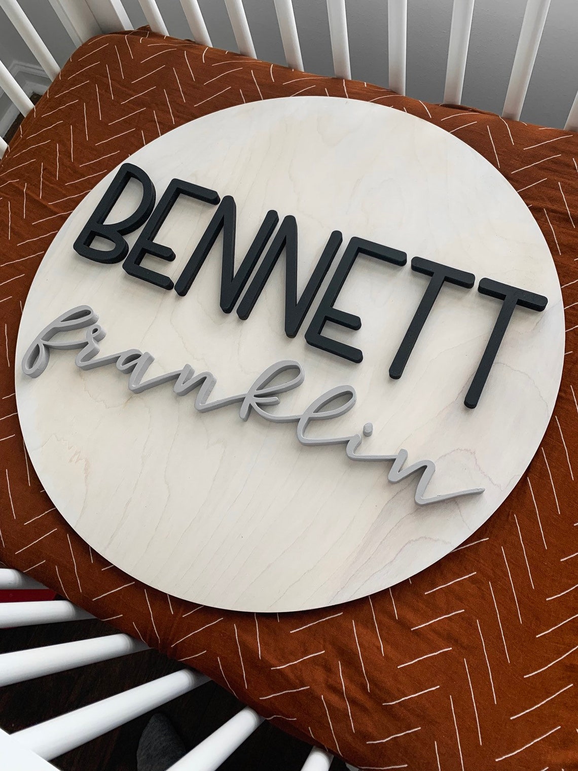 Wooden Name Sign 3D Name Sign Wood Round Plaque Nursery - Etsy