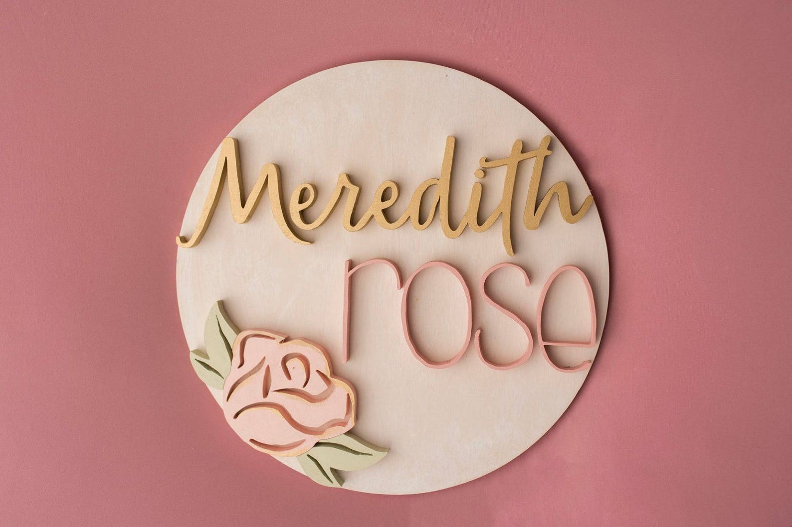 Wooden Name Sign Rose 3D Name Sign Wood Rose Nursery Decor | Etsy