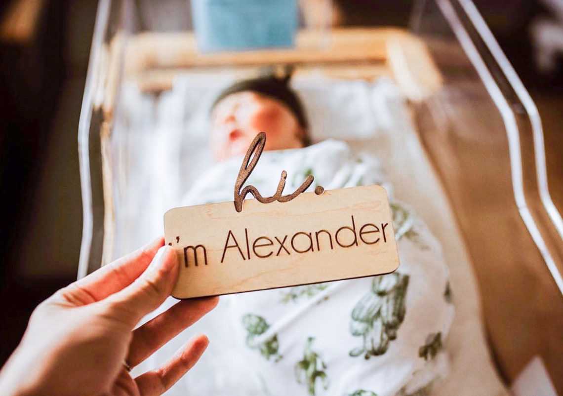 Hello My Name is Wooden Cutout / Birth Announcement /baby Name - Etsy