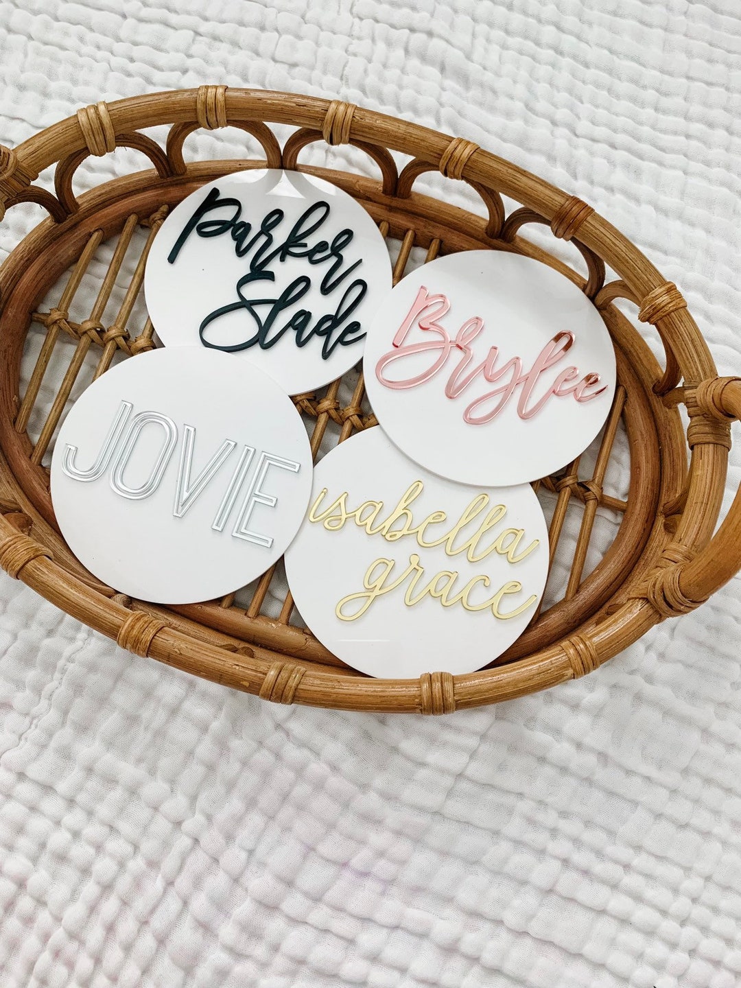 Baby Name Sign / 3D Round Acrylic Name Sign / Name Announcement Plaque ...