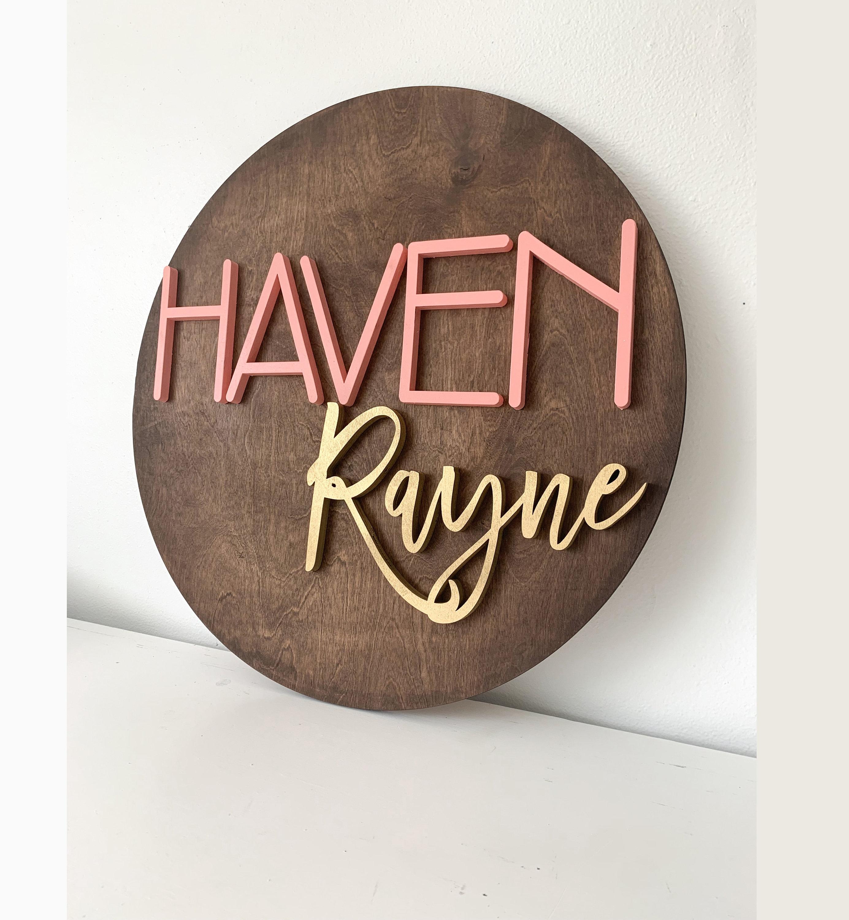 Wooden Name Sign 3D Name Sign Wood Round Plaque Nursery - Etsy
