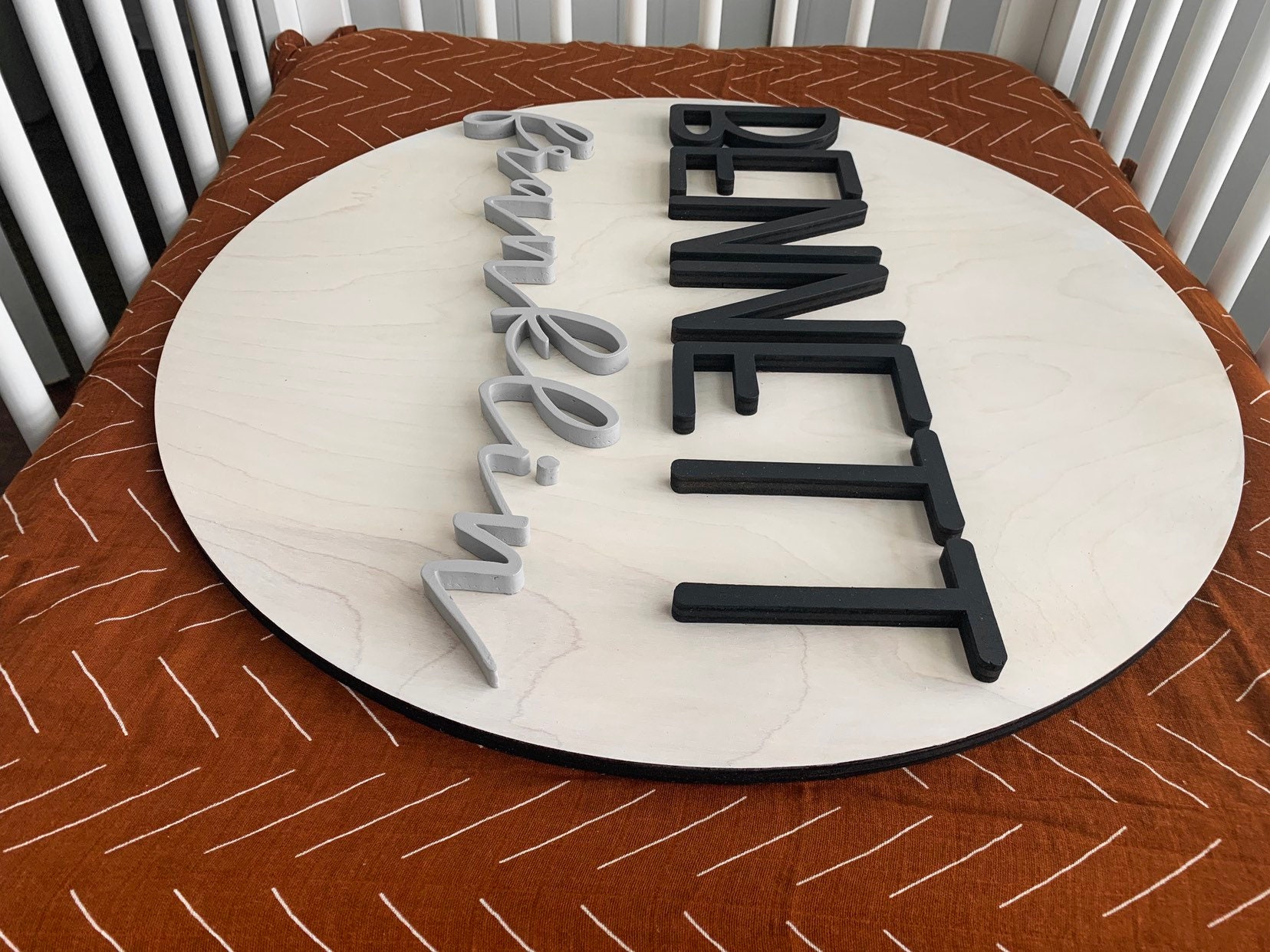 Wooden Name Sign 3D Name Sign Wood Round Plaque Nursery | Etsy