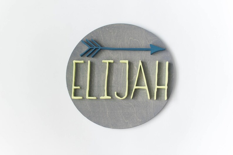 Wooden Name Sign With Arrow 3D Name Sign Wood Round Plaque - Etsy