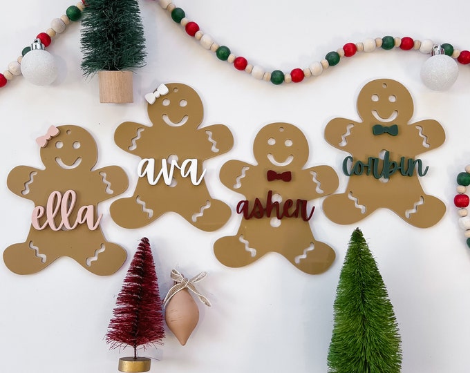Gingerbread Tags, Acrylic Christmas Gift Tags, Custom Name Gift Tags ...