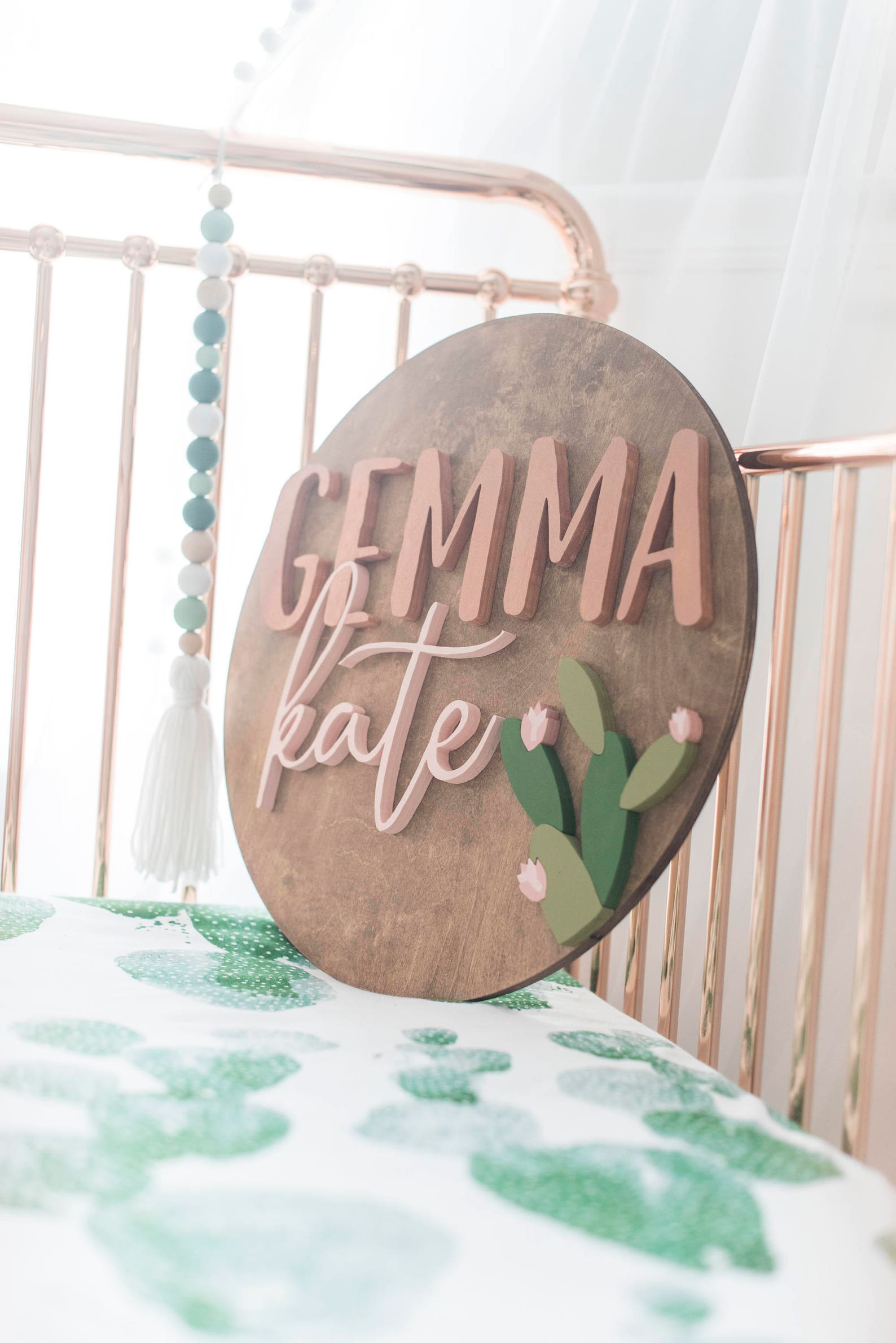 Wooden Name Sign Cactus 3D Name Sign Wood Cactus Nursery | Etsy