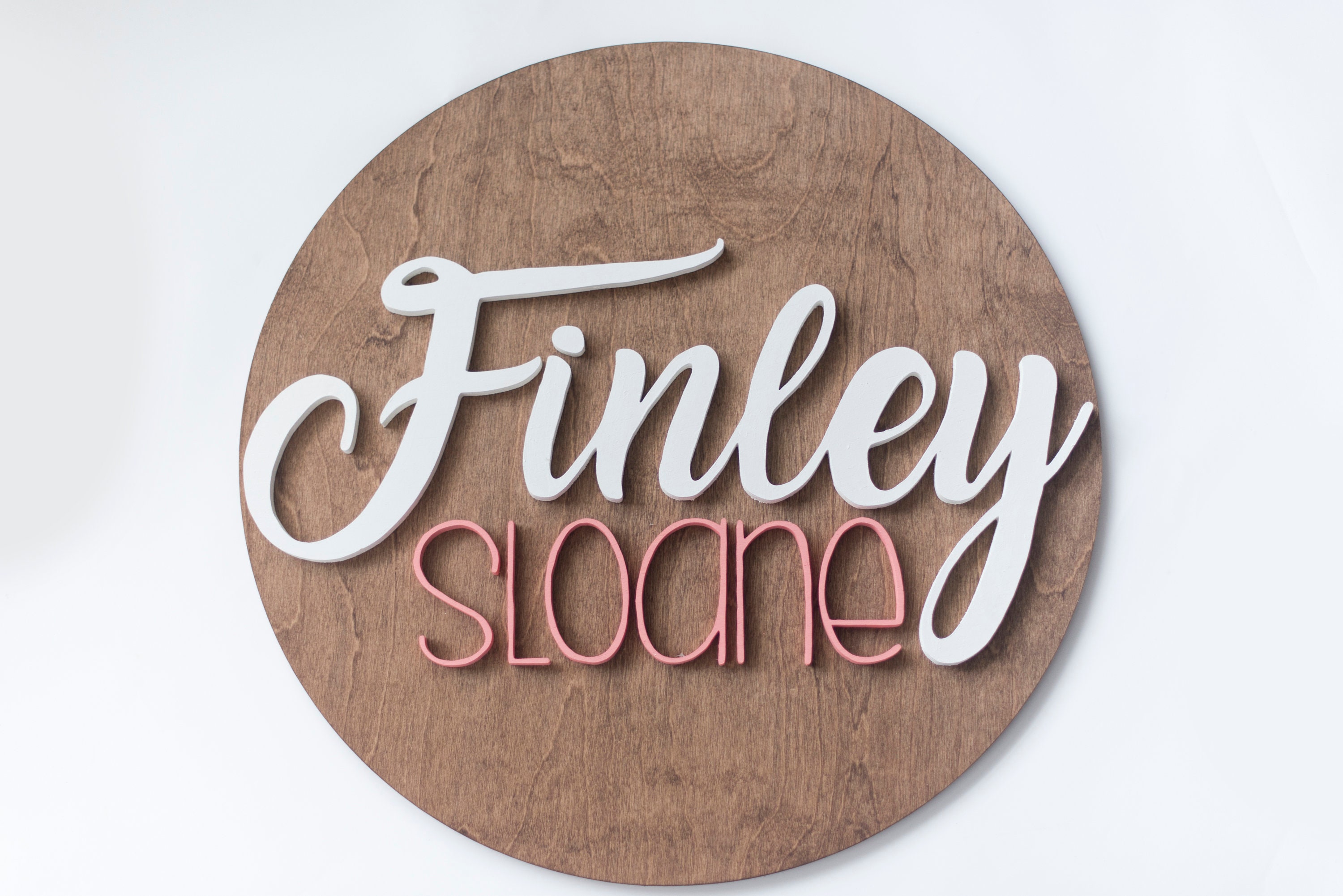 Wooden Name Sign 3D Name Sign Wood Round Plaque Nursery - Etsy