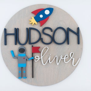 Wooden Name Sign Astronaut | 3D Name Sign Wood | Outer Space Nursery ...
