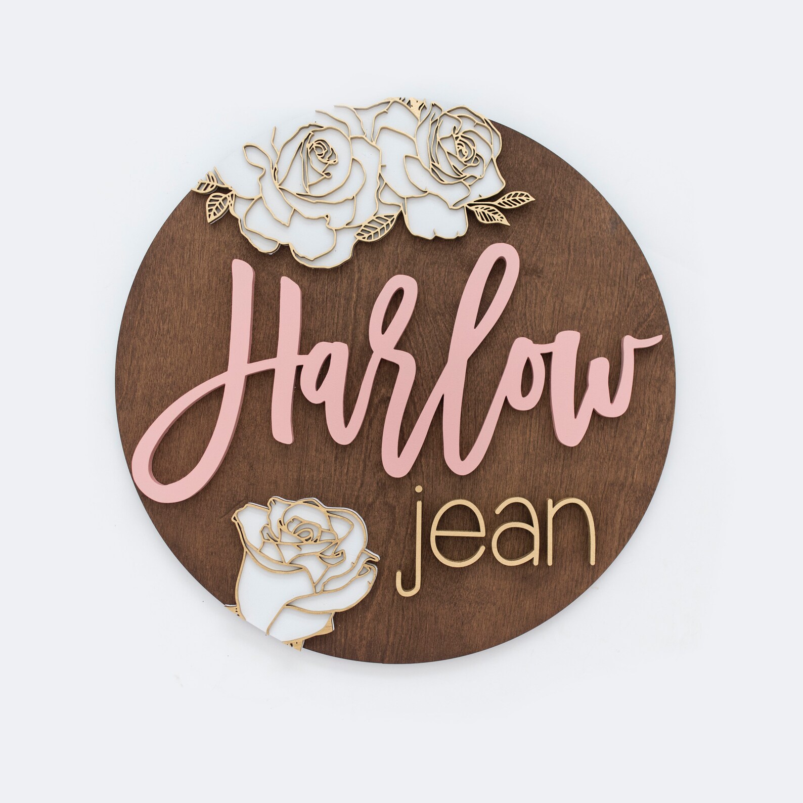 Wooden Name Sign Roses 3D Name Sign Wood Rose Nursery - Etsy