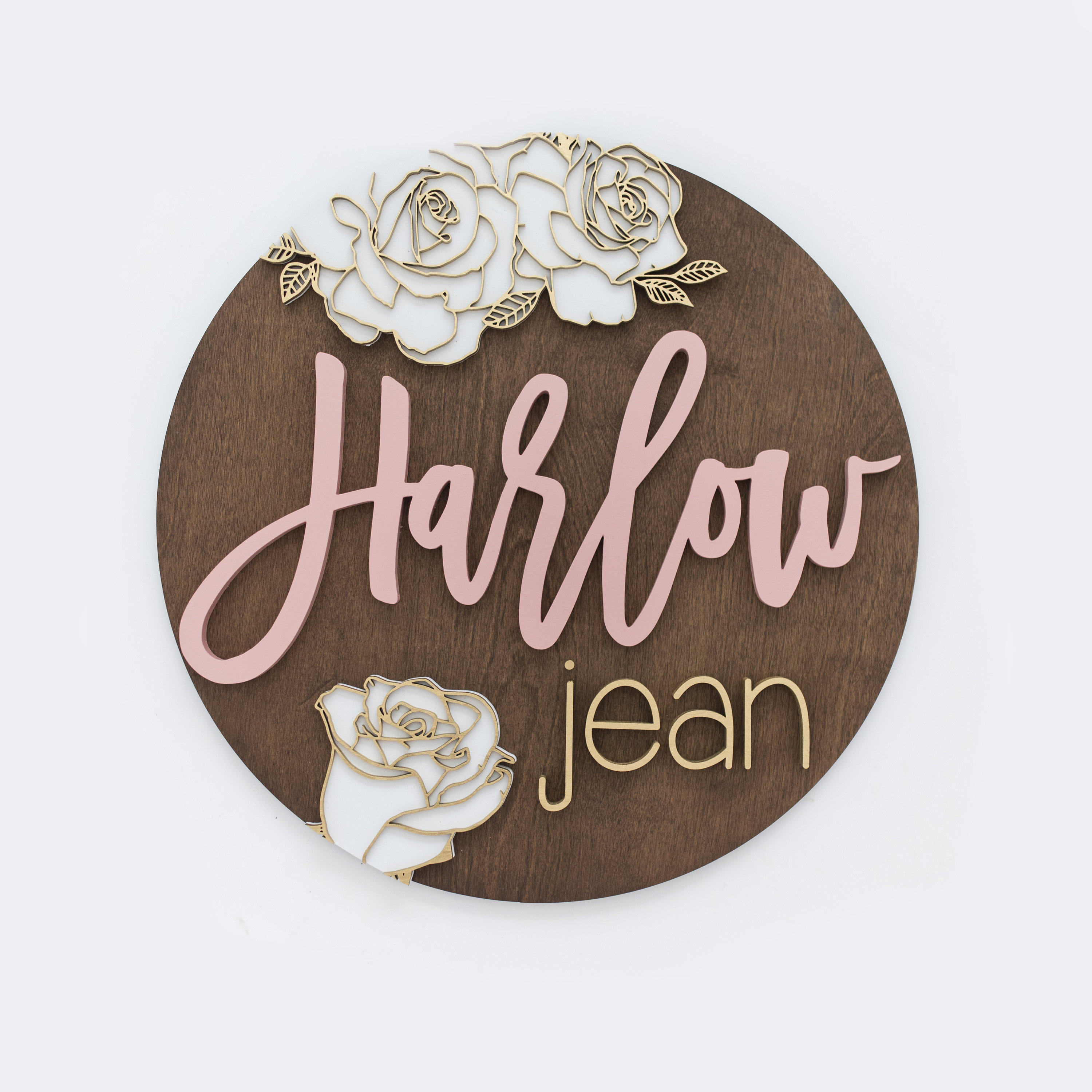 Wooden Name Sign Roses 3D Name Sign Wood Rose Nursery - Etsy