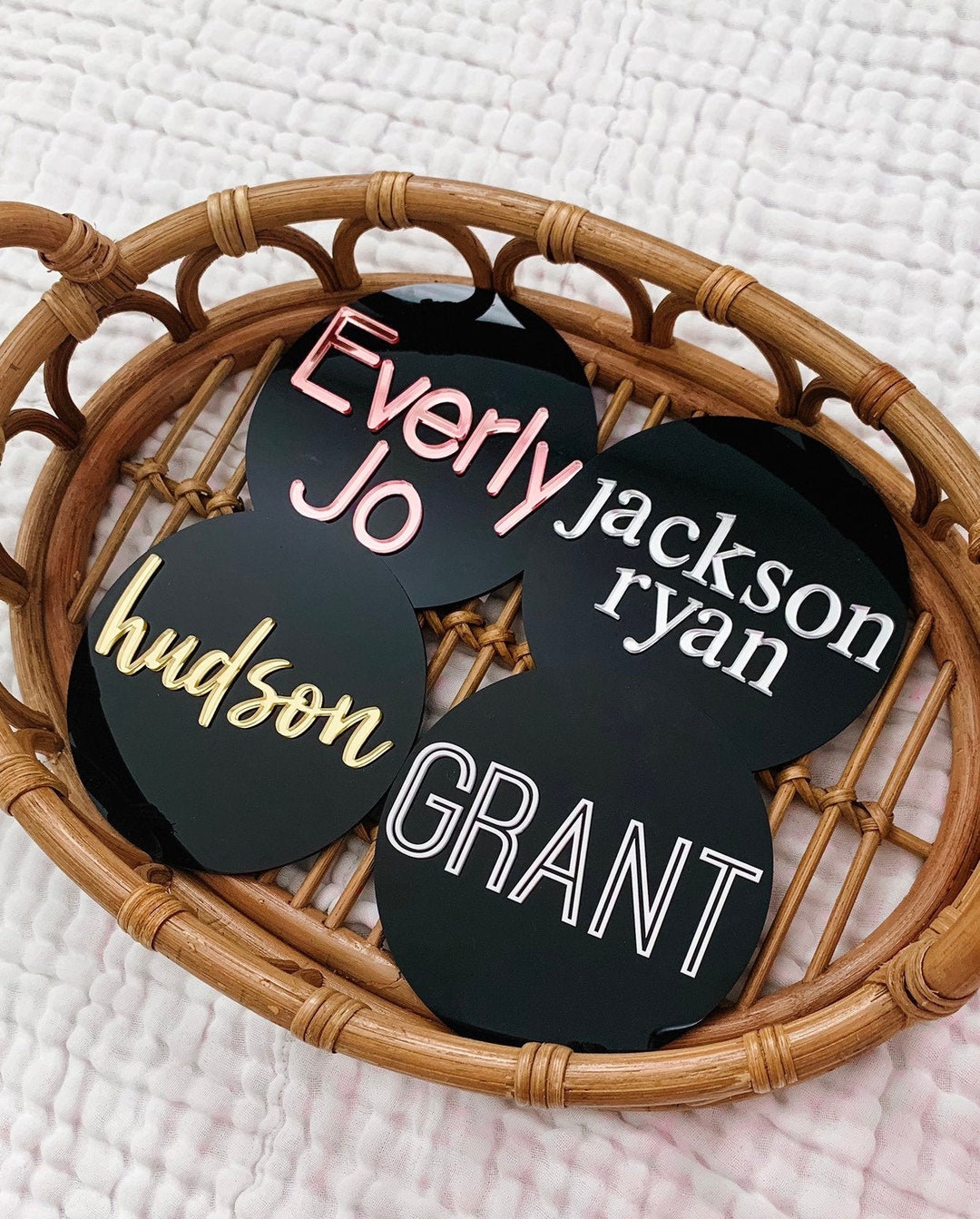 Baby Name Sign / 3D Round Acrylic Name Sign / Name Announcement Plaque ...