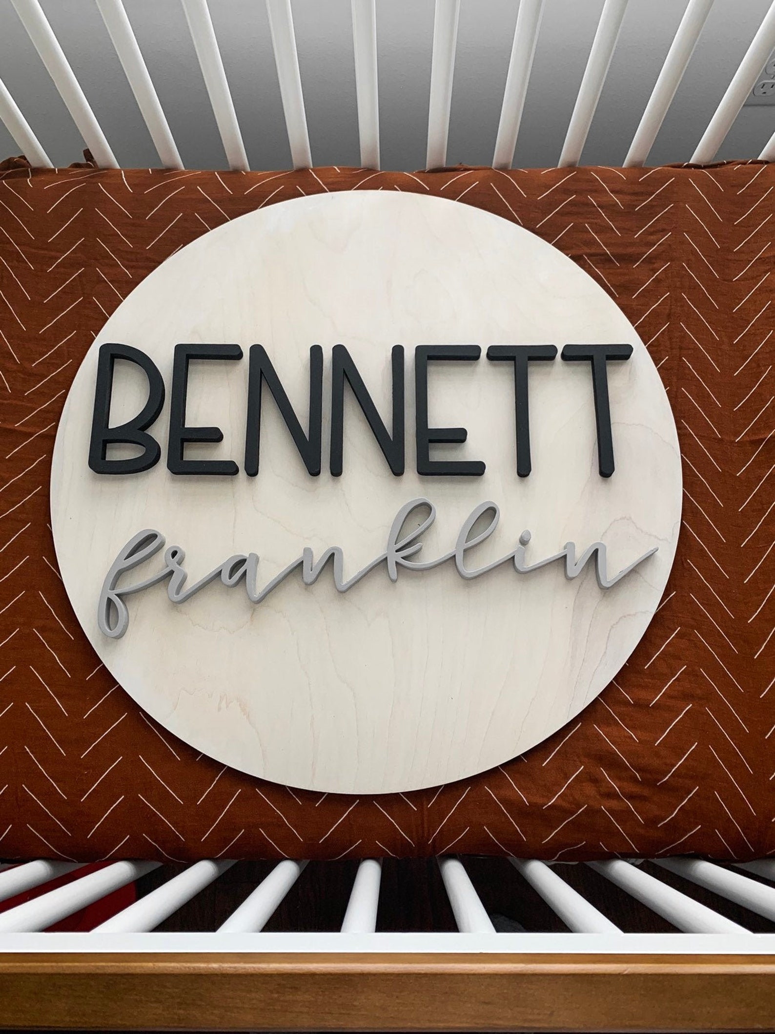 Wooden Name Sign 3D Name Sign Wood Round Plaque Nursery - Etsy