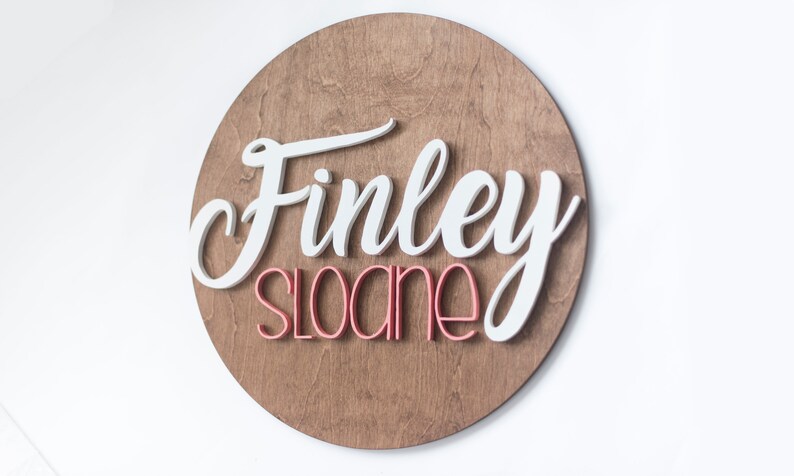 Wooden Name Sign 3D Name Sign Wood Round Plaque Nursery - Etsy