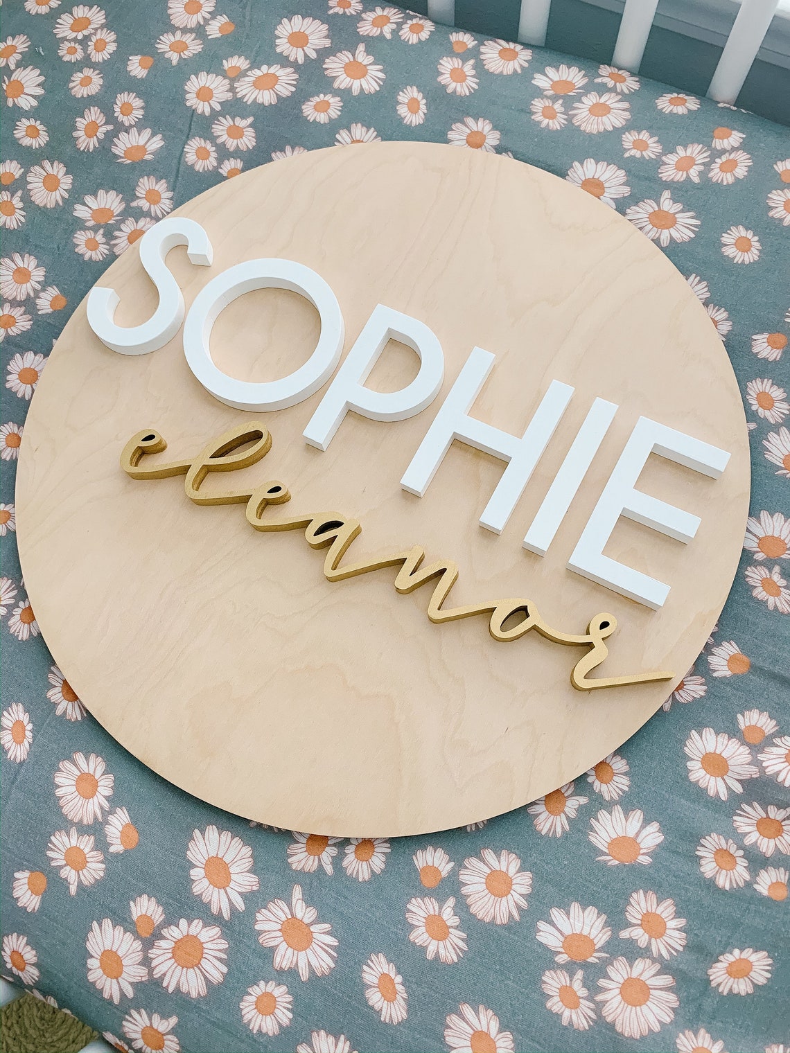 Nursery Name Sign 3D Name Sign Wood Round Plaque Nursery | Etsy