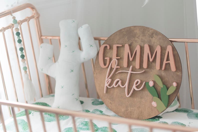 Wooden Name Sign Cactus 3D Name Sign Wood Cactus Nursery - Etsy