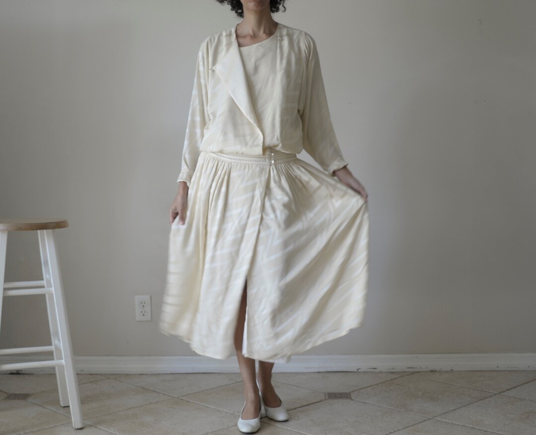 Moving Sale 80s Wayne CLARK Pure Silk Banded/quilted Drop Waist Dress ...