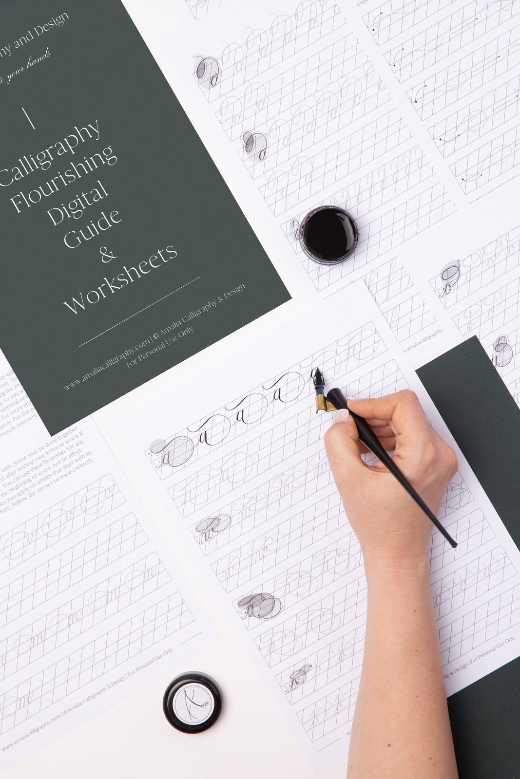 Calligraphy Flourishes Worksheets Printable, Simple Calligraphy ...