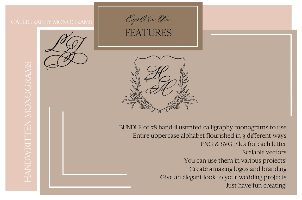 Monogram SVG Bundle Monogram Alphabets Monogram Letters SVG - Etsy