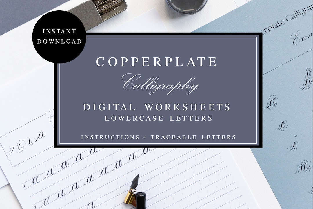 Copperplate Calligraphy Printable Worksheets PDF | Calligraphy Practice ...