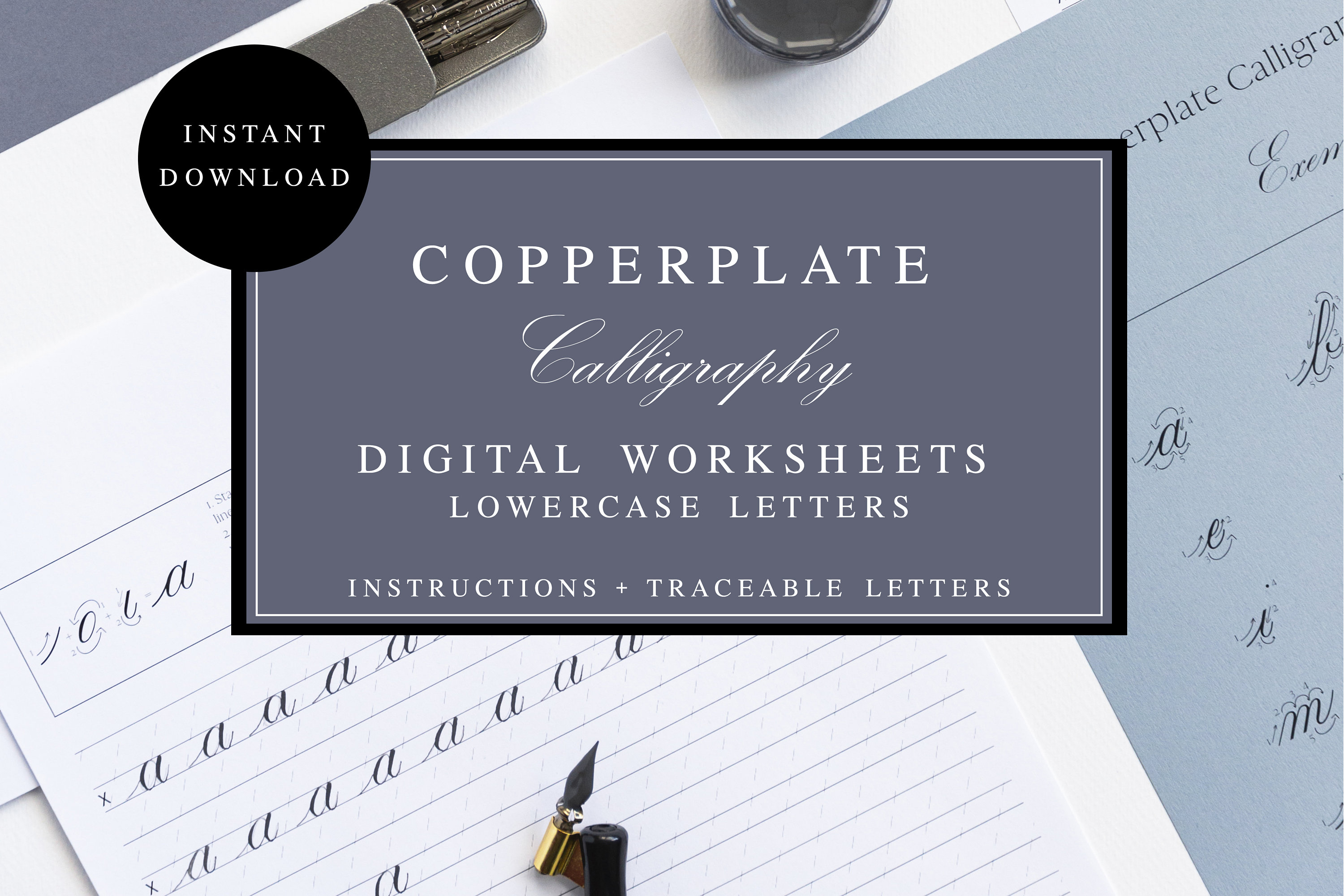 Copperplate Calligraphy Printable Worksheets PDF | Calligraphy Practice ...