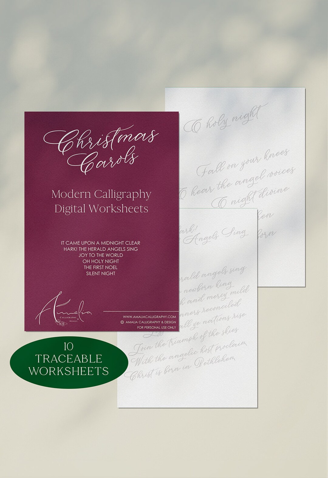 Christmas Carols Digital Traceable Modern Calligraphy Worksheets - Etsy UK