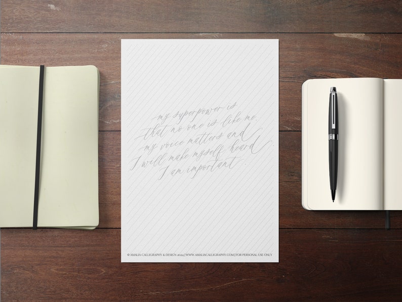 Mindset Positive Affirmations Modern Calligraphy Digital Worksheets - Etsy