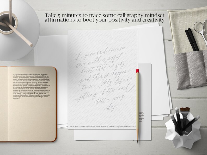 Mindset Positive Affirmations Modern Calligraphy Digital Worksheets - Etsy