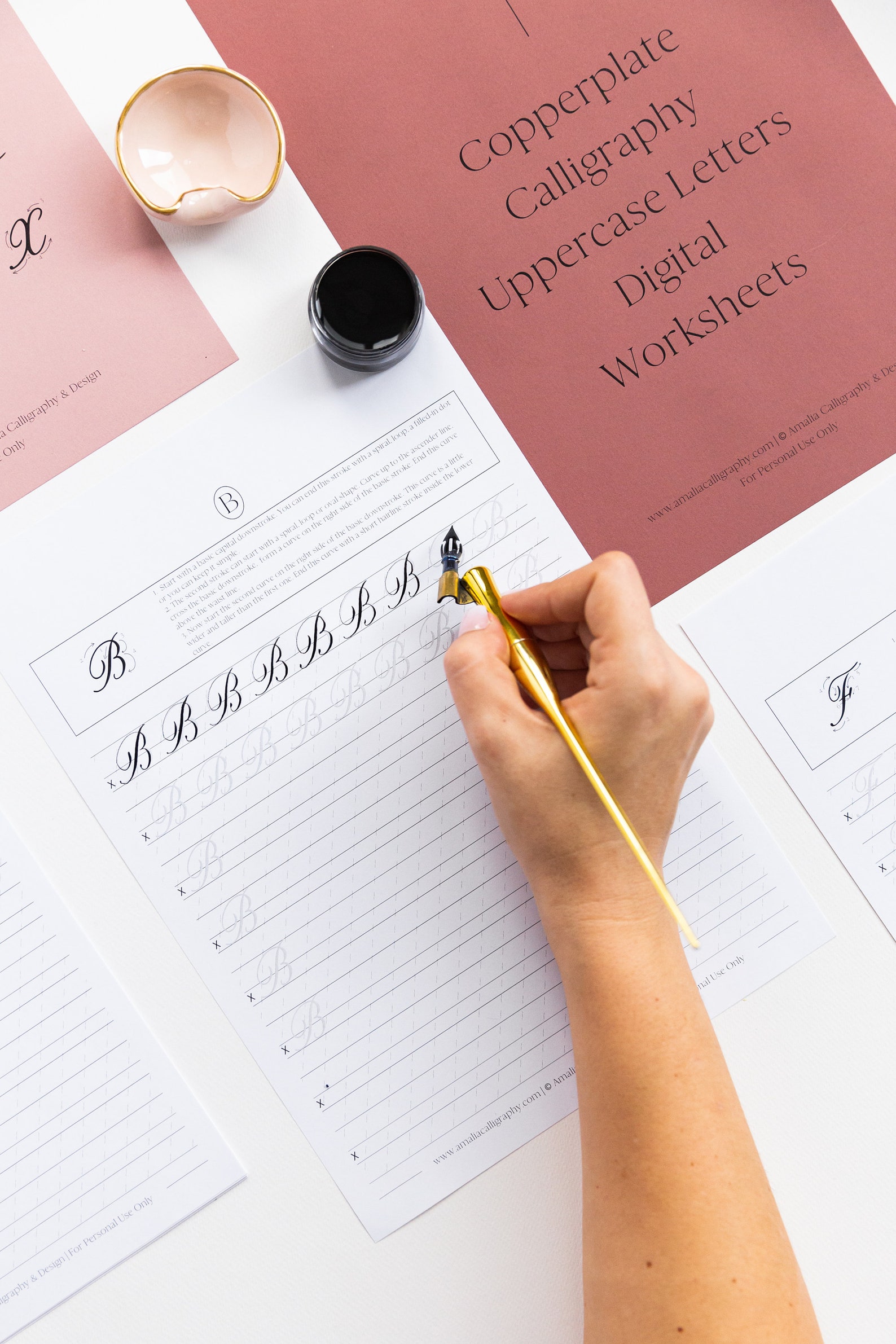 Calligraphy Basics and Flourishing Worksheets Pdf, Beginner Copperplate ...