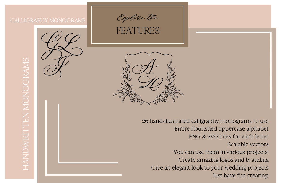 Monogram SVG/PNG, Split Engraved Monogram Alphabet, Digital Download ...