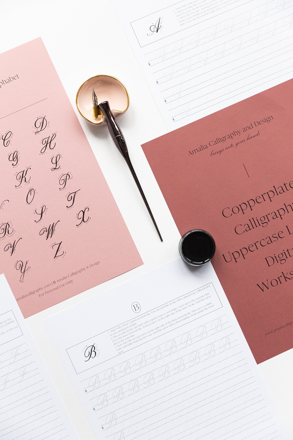 DIGITAL Copperplate Calligraphy Practice Sheets | Guide Sheets | Hand ...
