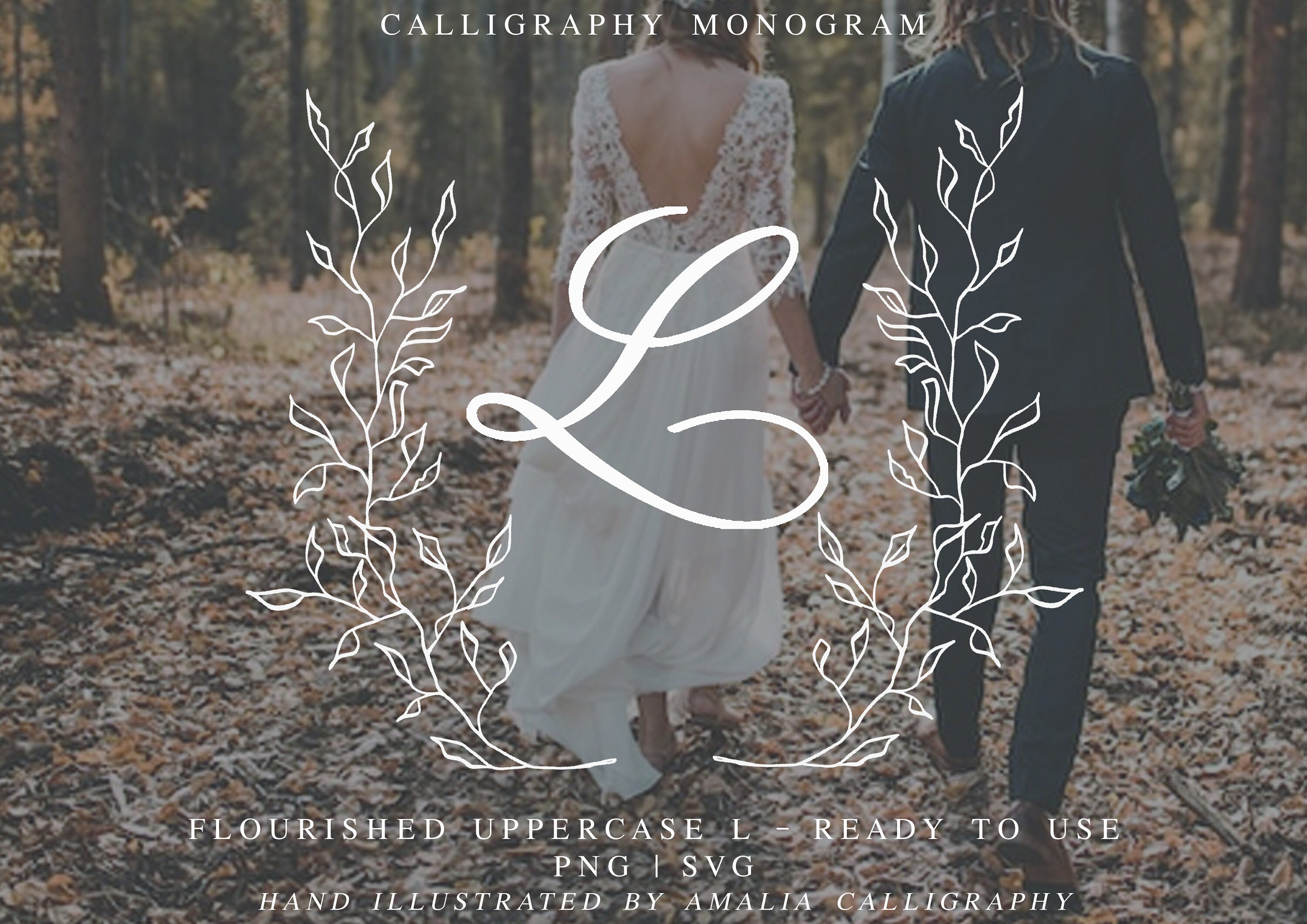 Calligraphy Monogram SVG Letter L, PNG Wedding Monogram Font, Capital L ...