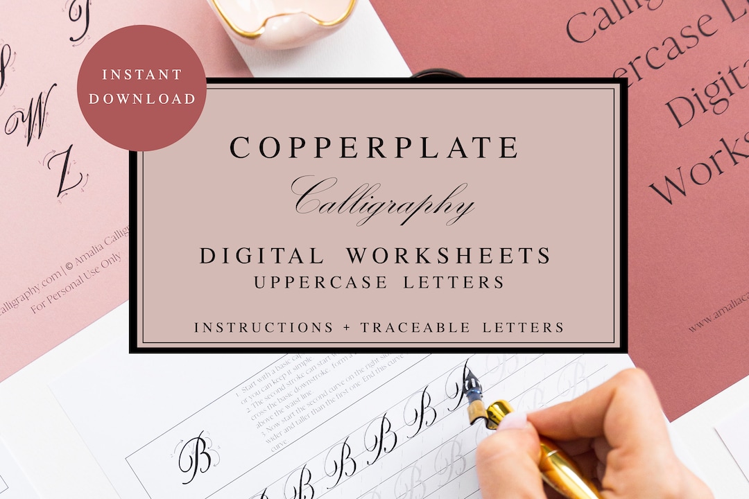 DIGITAL Copperplate Calligraphy Practice Sheets | Guide Sheets | Hand ...