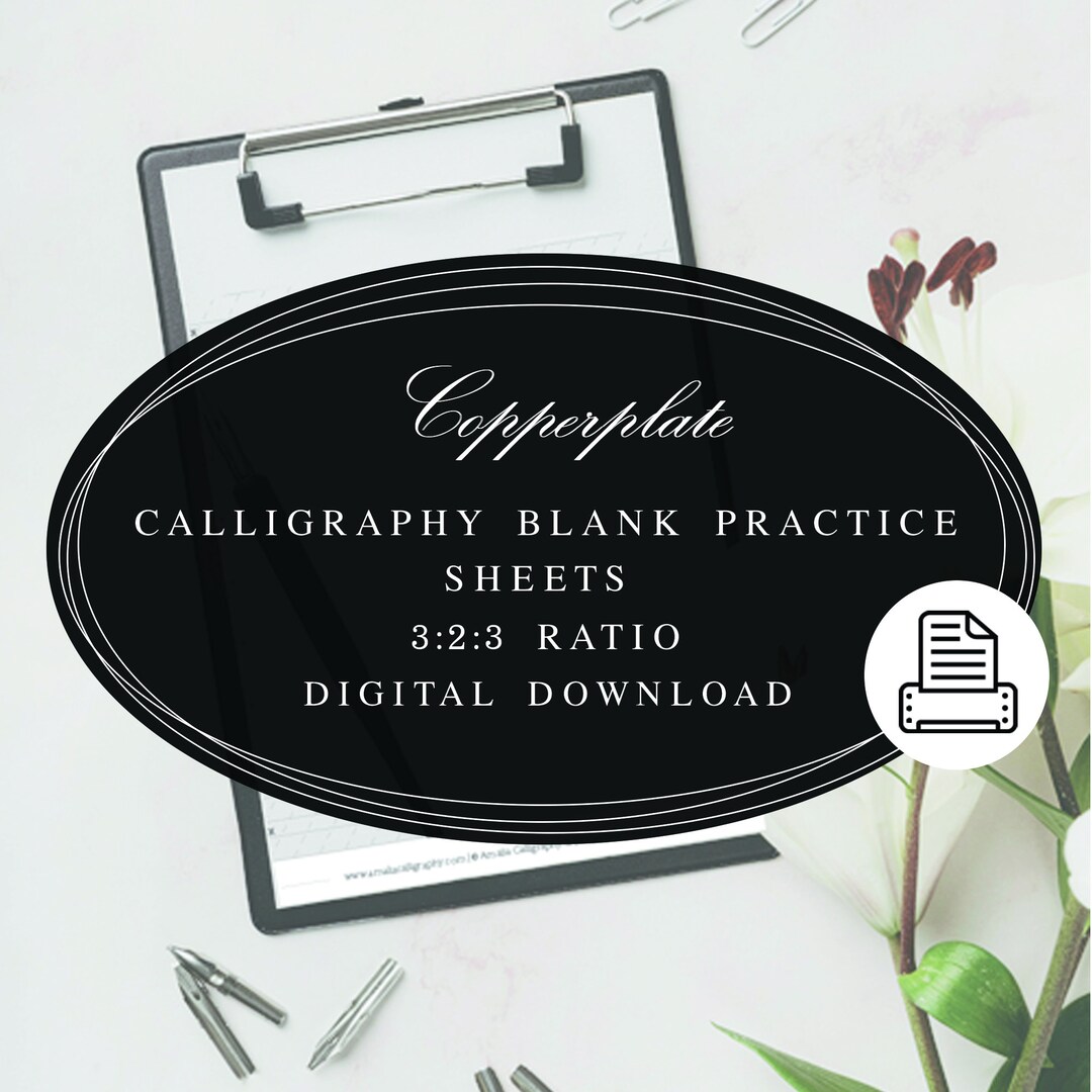 DIGITAL Copperplate Calligraphy Blank Grids Practice Sheets ...