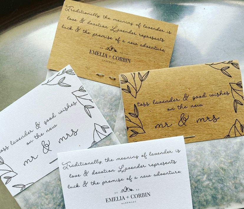 Lavender Wedding Exit Toss Rustic or Luxe Pearlized Paper Tags | Etsy