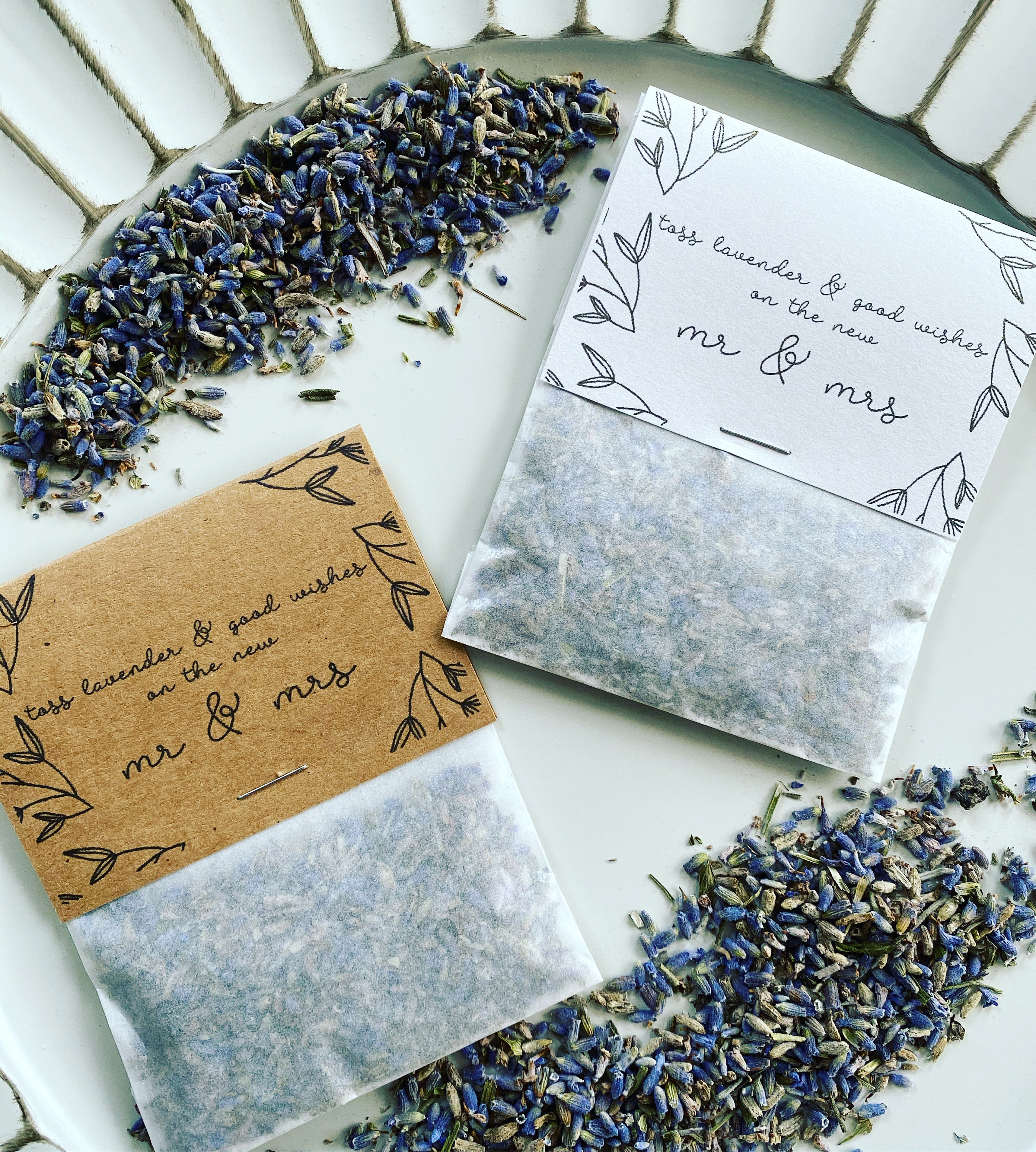 Lavender Wedding Exit Toss Rustic or Luxe Pearlized Paper Tags | Etsy